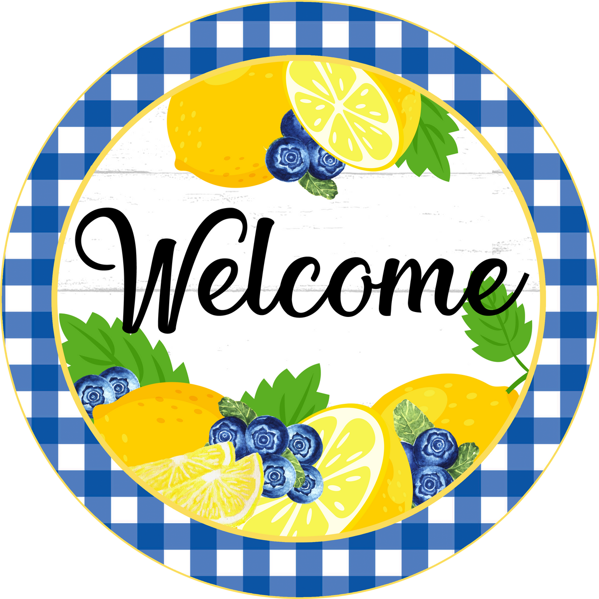 Welcome - Lemon Blueberries - Wreath Sign – Hot Mesh Mom Shop