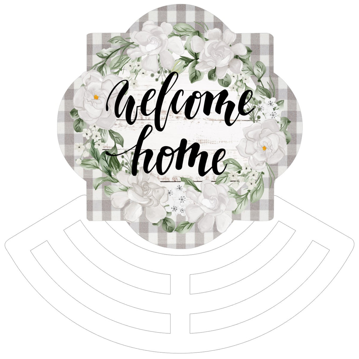 Welcome Home Magnolias Gray Quatrefoil wreath sign, wreath rail – Hot ...