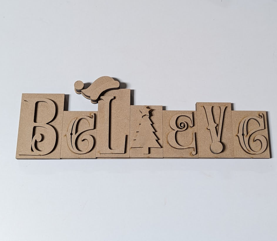 Believe 3D word block – Hot Mesh Mom Shop