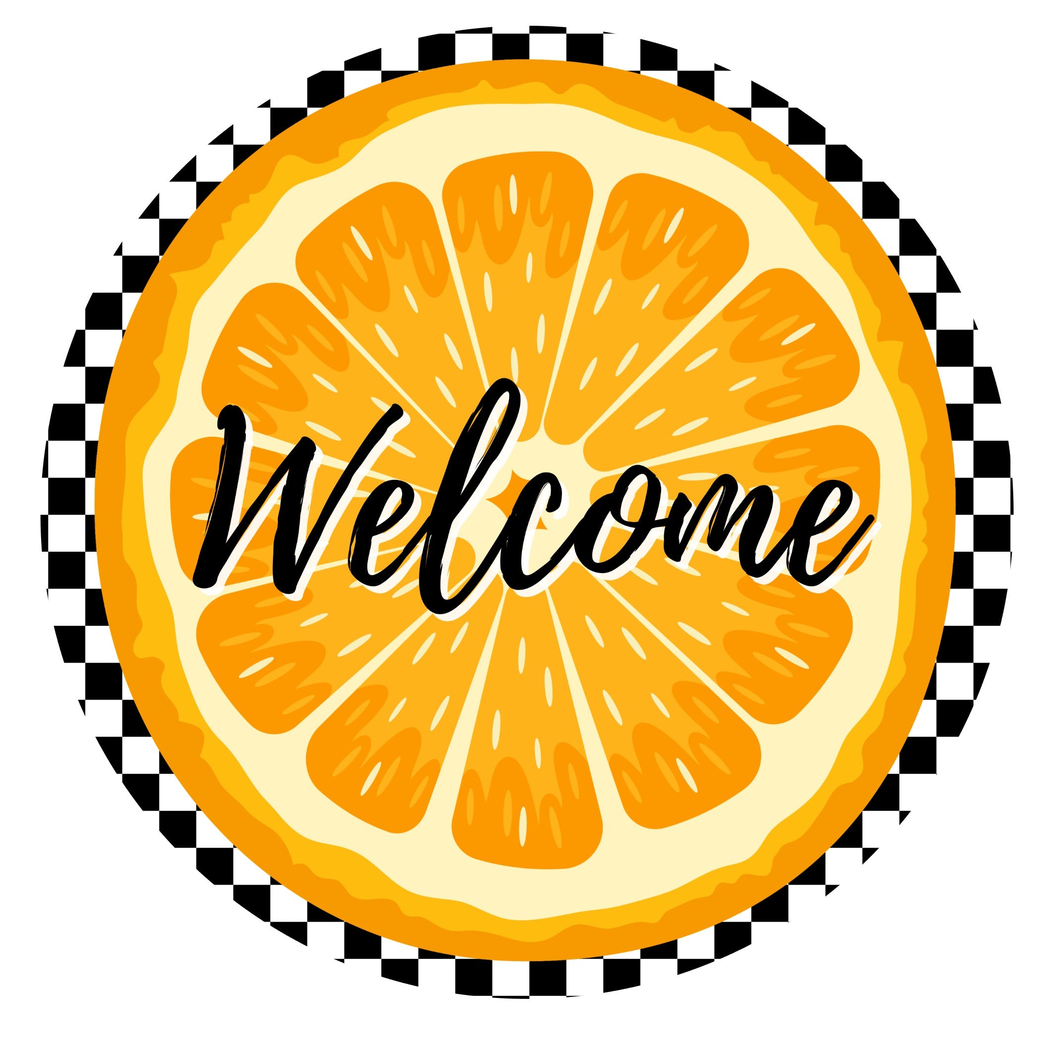 Welcome Orange Check - Wreath Sign – Hot Mesh Mom Shop