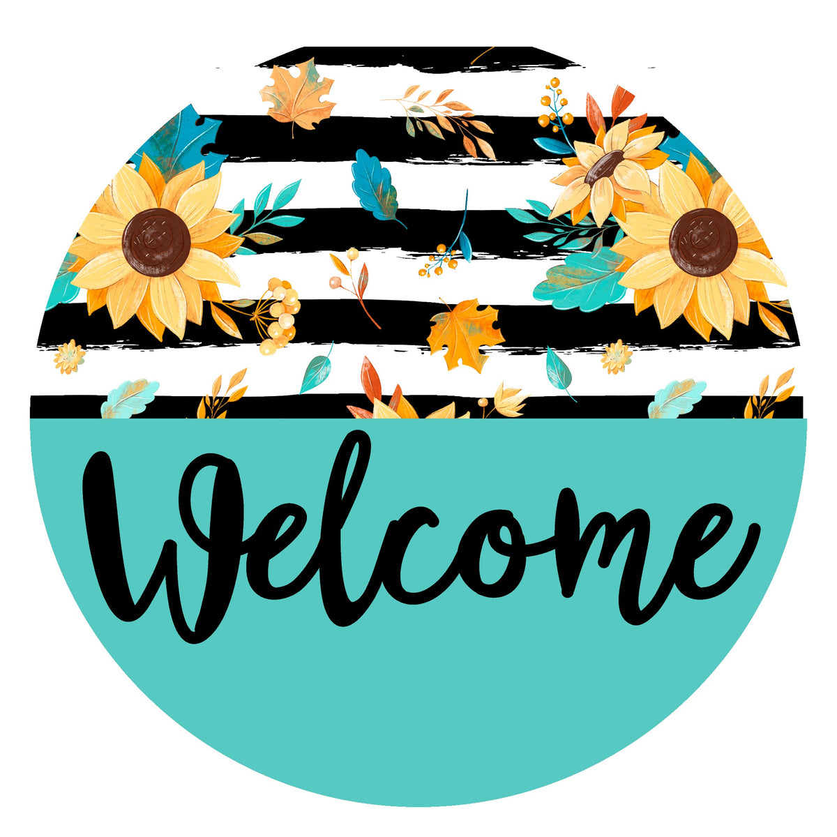 Welcome Teal Sunflower - Wreath Sign – Hot Mesh Mom Shop